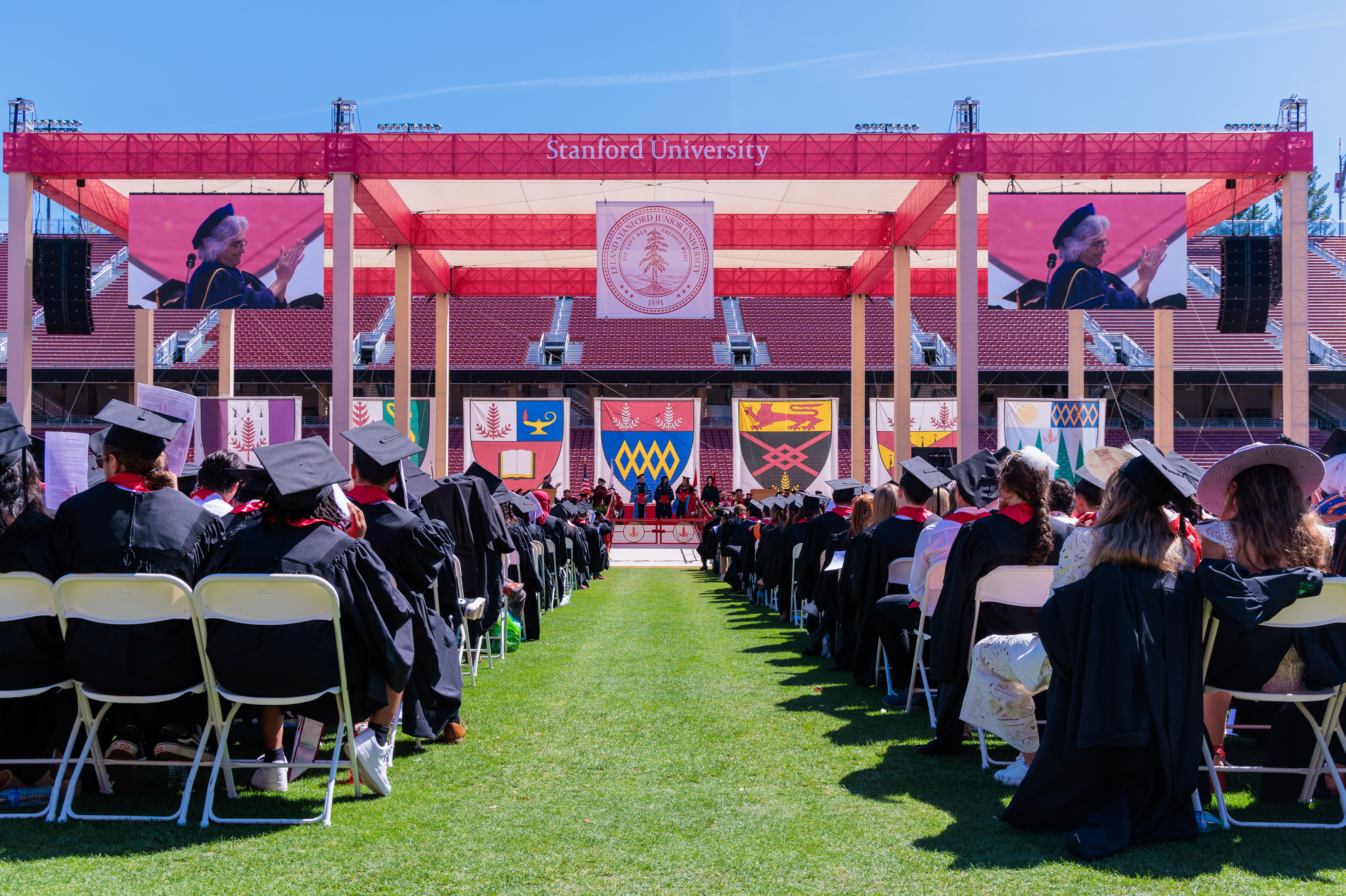 Stanford 2023 commencement: Wacky costumes, sun, and tennis jokes