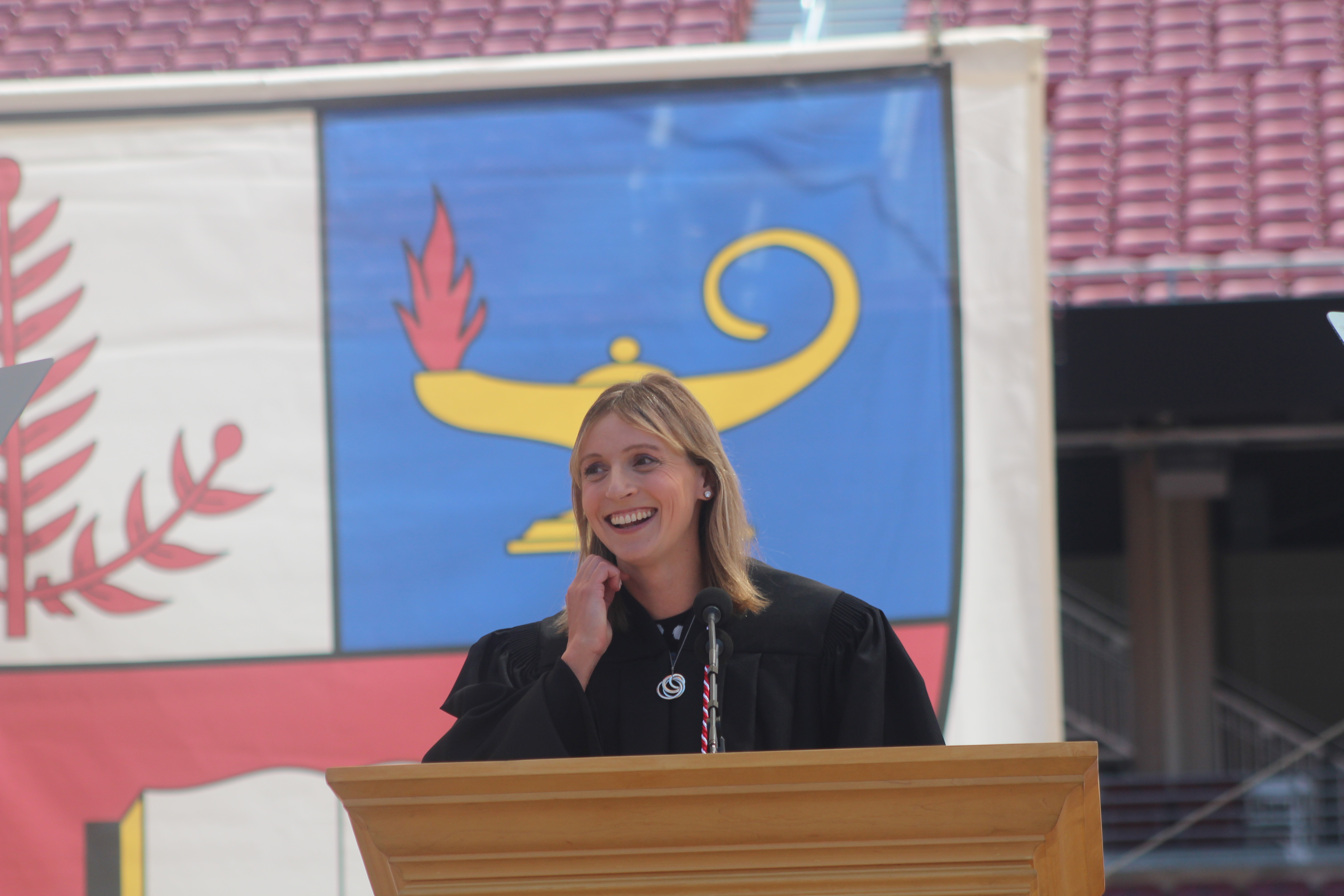 Katie Ledecky speaks at Commencement marked by protests