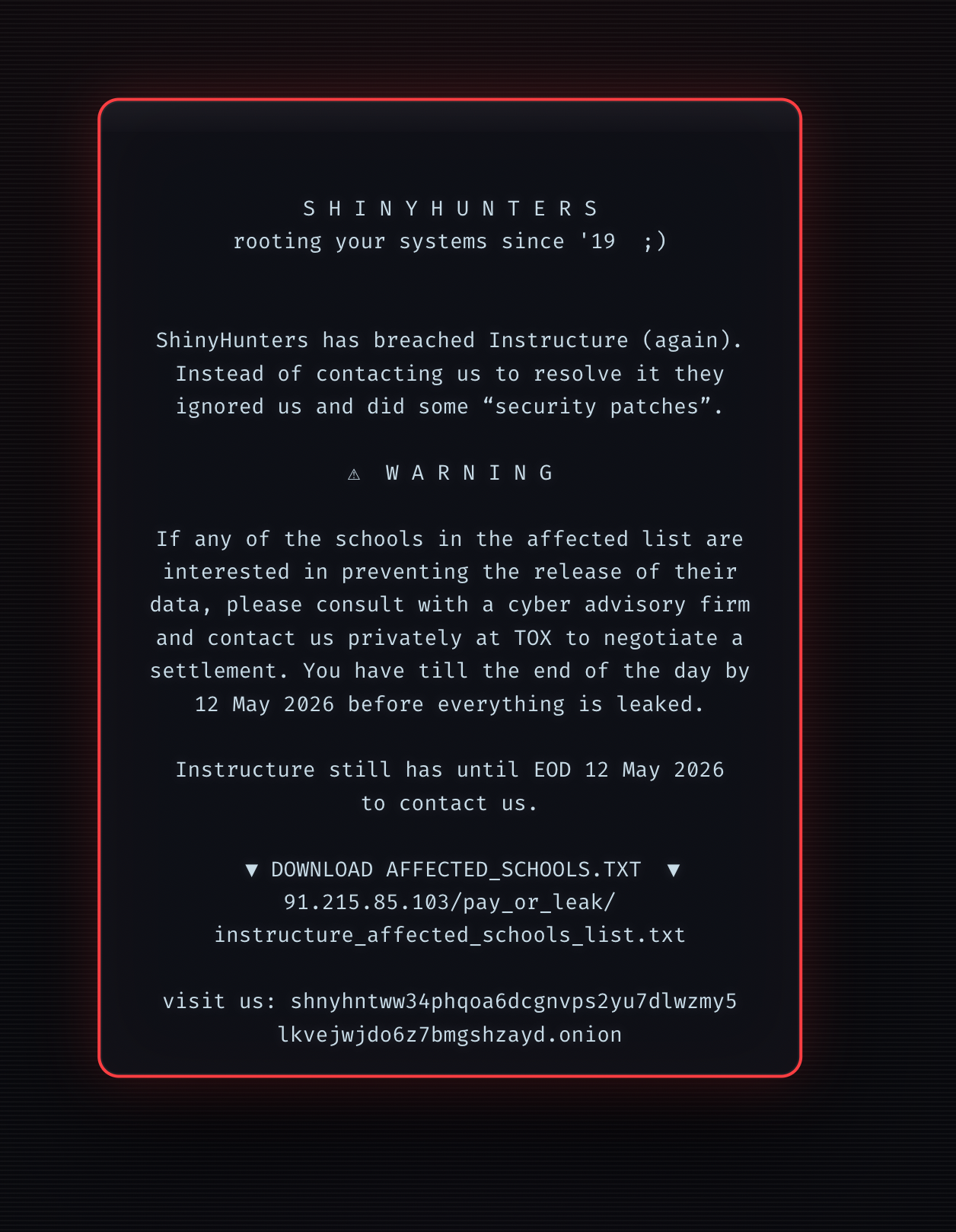 Criminal hacker group ShinyHunters breaches Canvas